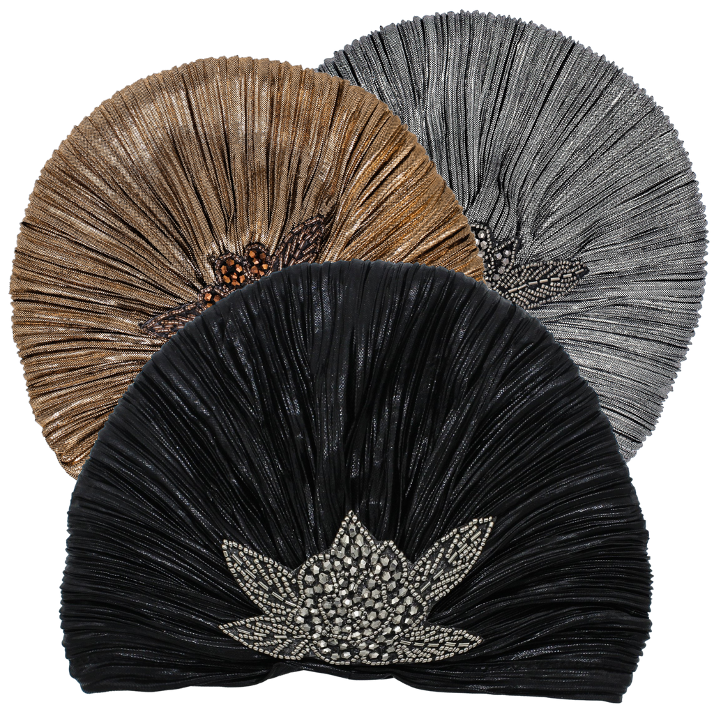 Metallic Beaded Flower Runway Turban – StyleEsteem